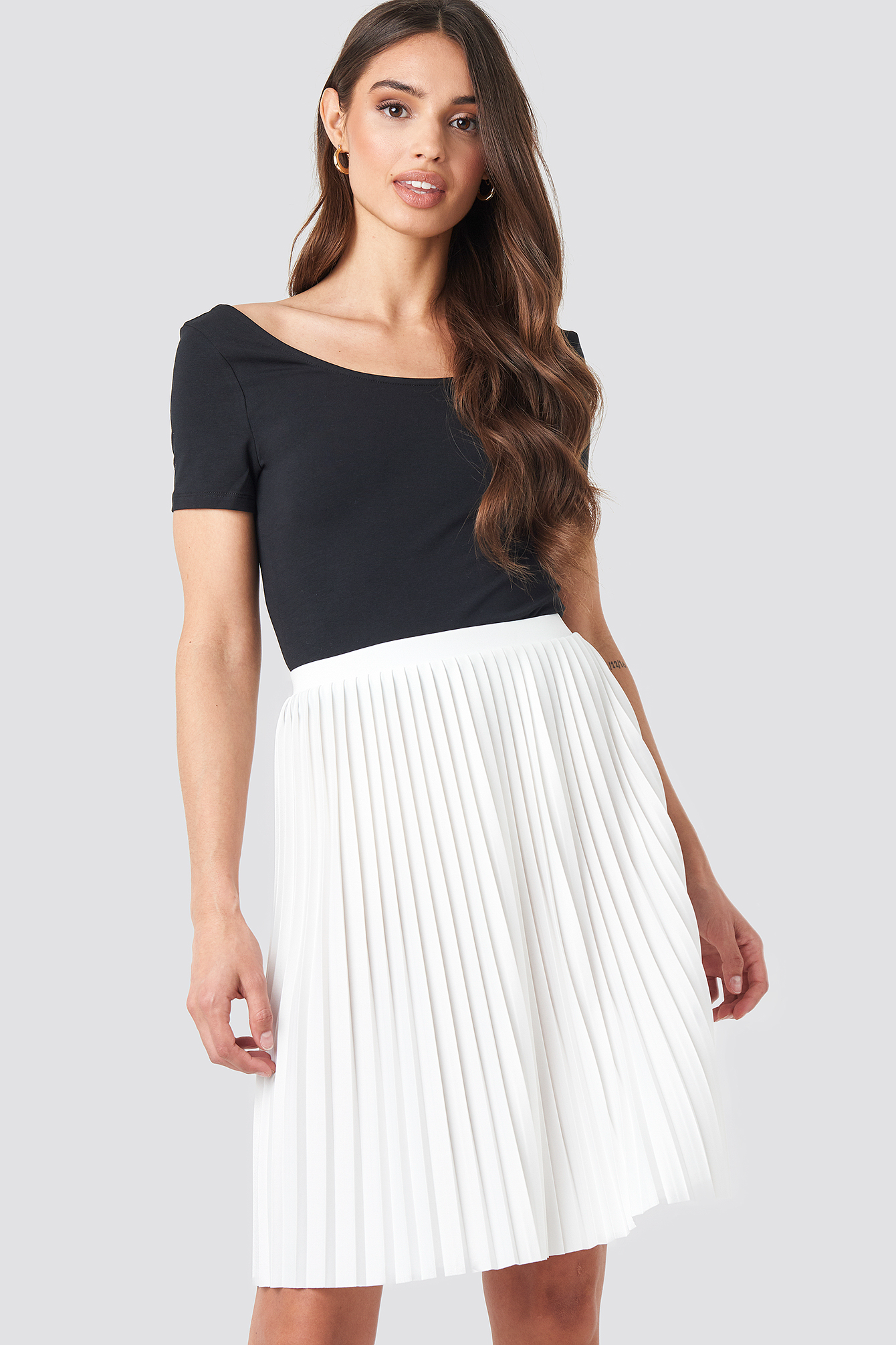 Short Pleated Skirt White Na